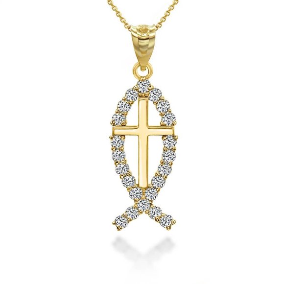 Element Shine | Jewelry | K Solid Gold Christian Cross Jesus Christ ...